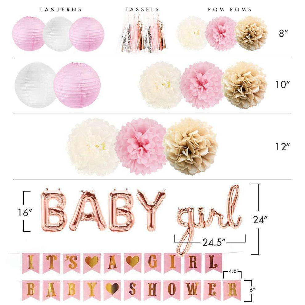 Pink Baby Shower Decorations for Girl with Banners and Tassel ...