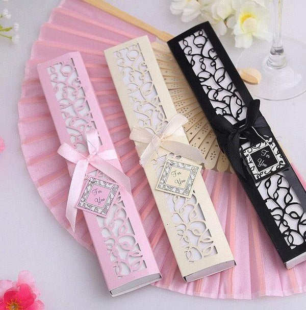 50pcs Wedding Hand Fans with Thank You Tags & Gift Bags, Paper Fans fo ...