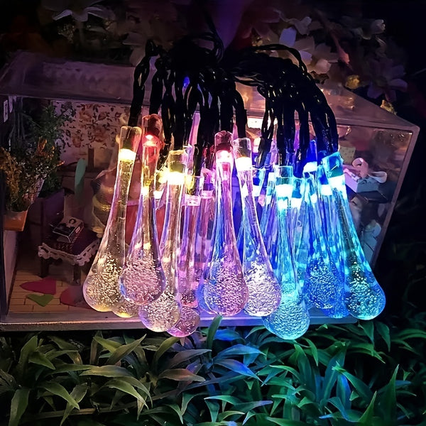 Solar-Powered LED Water Drop String Lights – Lasercutwraps Shop