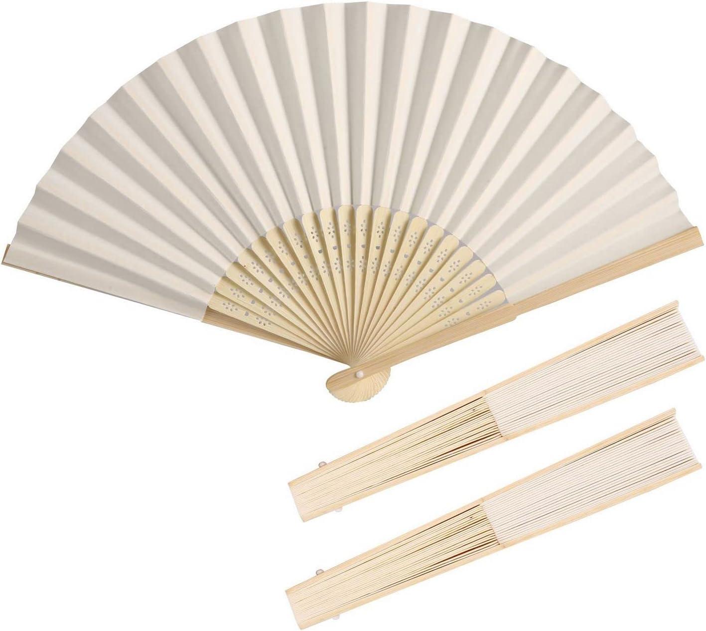 50pcs Wedding Hand Fans with Thank You Tags & Gift Bags, Paper Fans fo ...