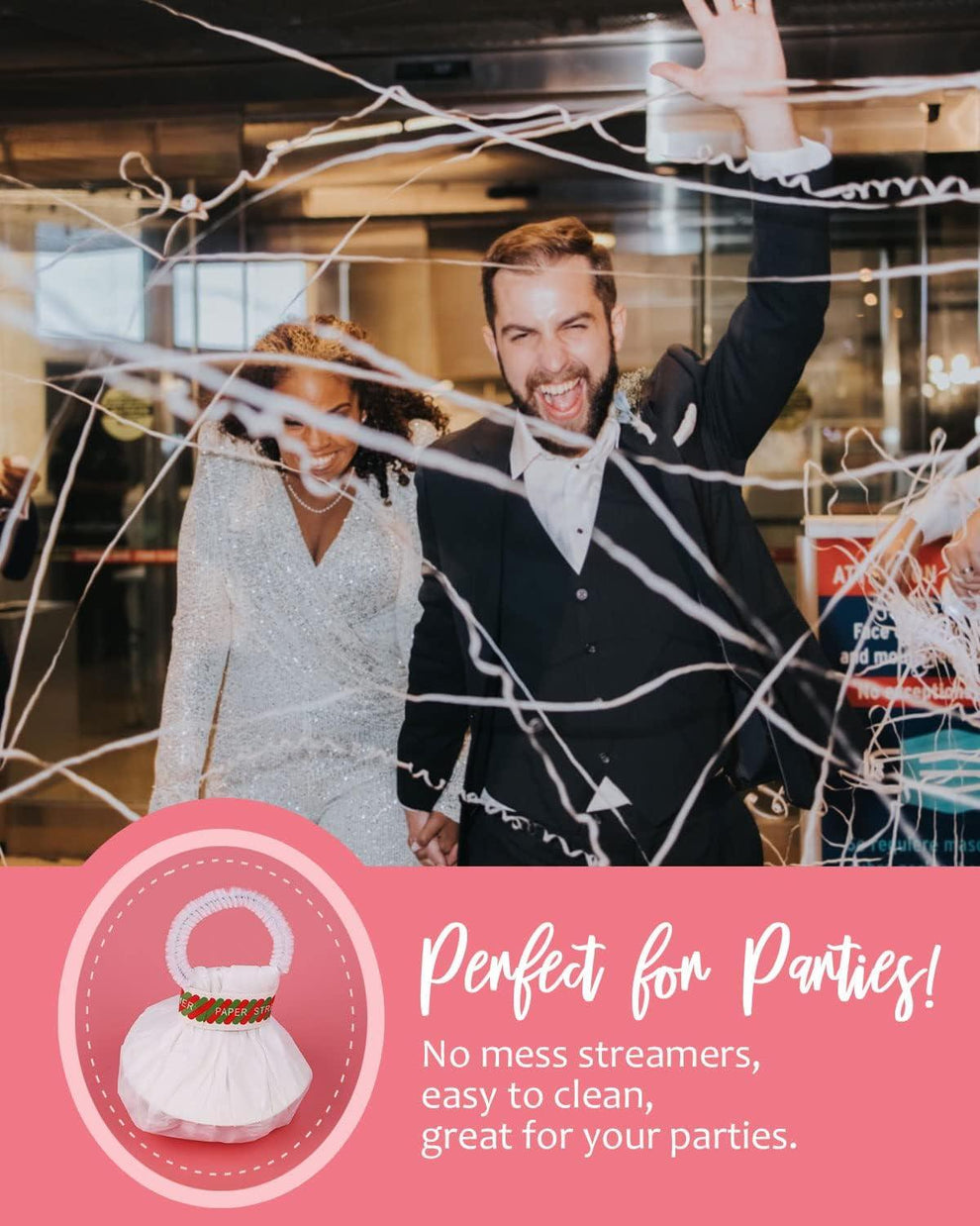 No Mess Streamers Poppers, White Hand Throw No Mess Paper Crackers for ...