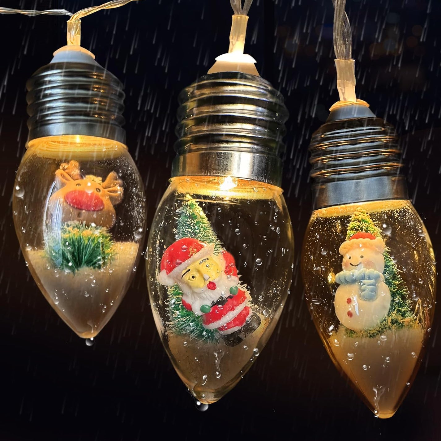 Battery Operated Christmas Tree Lights, Christmas Snow Globes String L ...