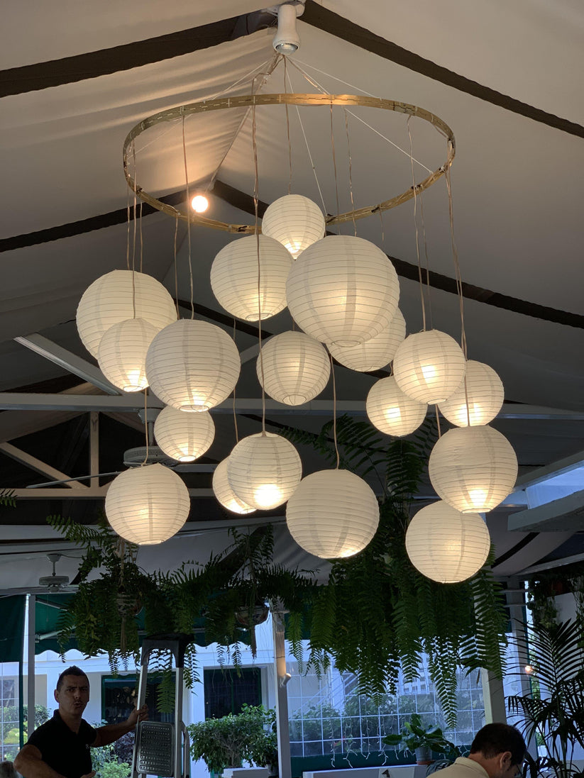 12pcs Paper Lanterns Lights White Hanging Paper Lanterns with Lights f ...