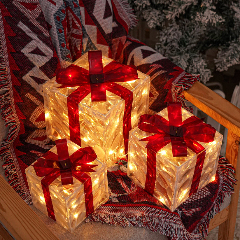 A Set Of 3 Christmas Color Boxes, USB/battery Dual Power Supply, 8 Lig ...