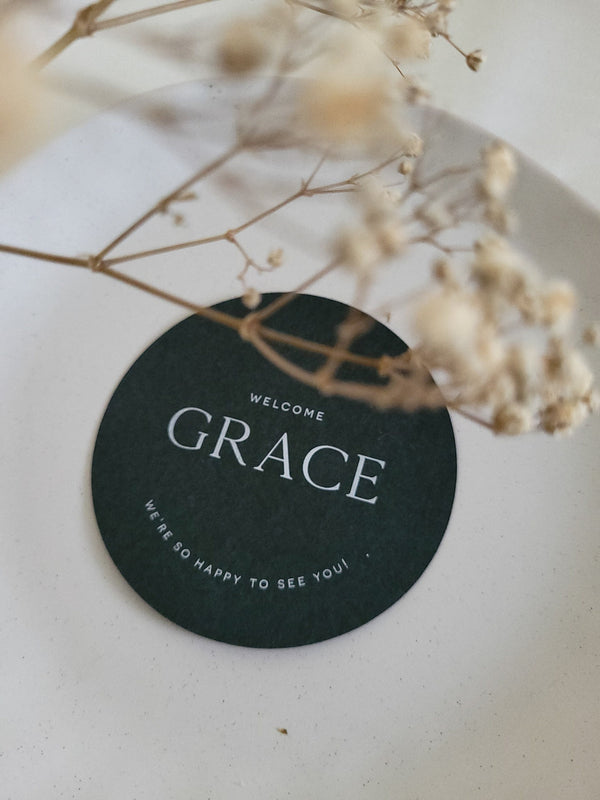 30PCS Personalized Wedding Place Cards , Round Place Cards, Bridal Sho ...