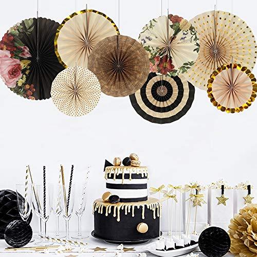Set of 8 Party Hanging Paper Fans Decoration Set for Wedding Birthday ...