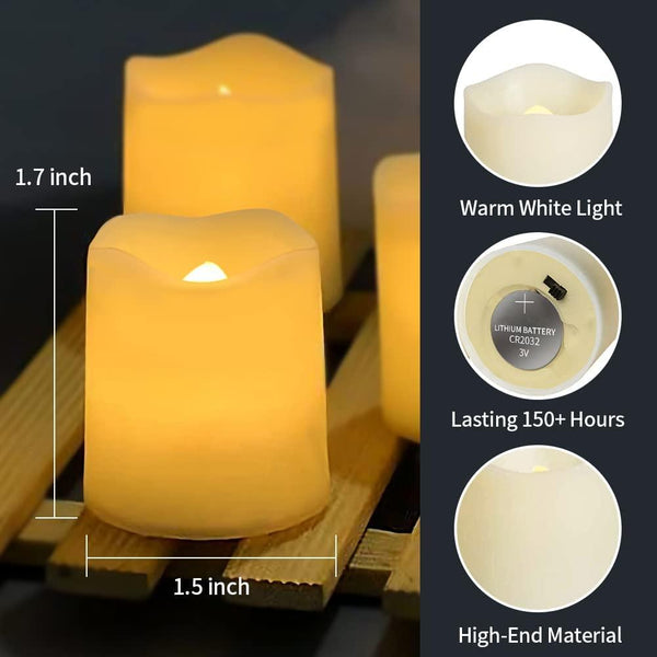 Flameless Votive Candles,Flameless Flickering Electric Fake Candle,24 ...
