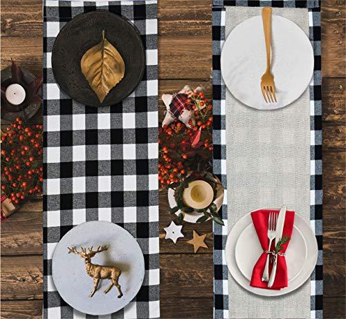 Buffalo Plaid Table Runner, Reversible Burlap & Cotton Table Runner fo ...