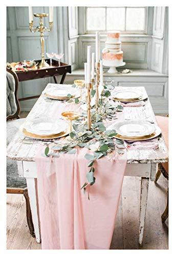 28x120 Inch Pink Sheer Table Runner Overlay Decorative Wrinkle Resista ...