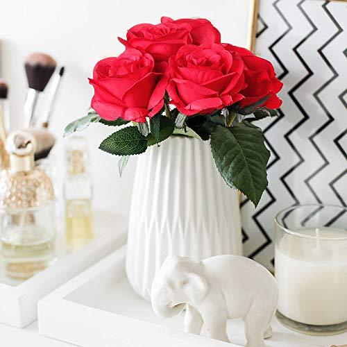 24 PCS Rose Artificial Flowers, Single Fake Rose Flower Bouquet for We ...