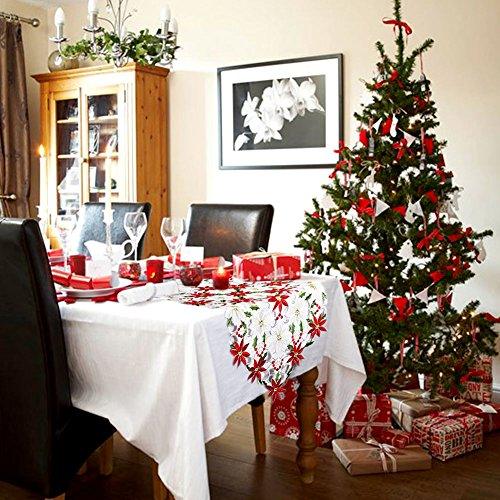 Christmas Embroidered Table Runner, Luxury Holly Poinsettia Table Runn ...