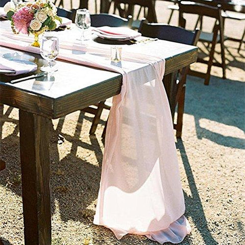 28x120 Inch Pink Sheer Table Runner Overlay Decorative Wrinkle Resista ...