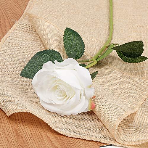 24 PCS Rose Artificial Flowers, Single Fake Rose Flower Bouquet for We ...