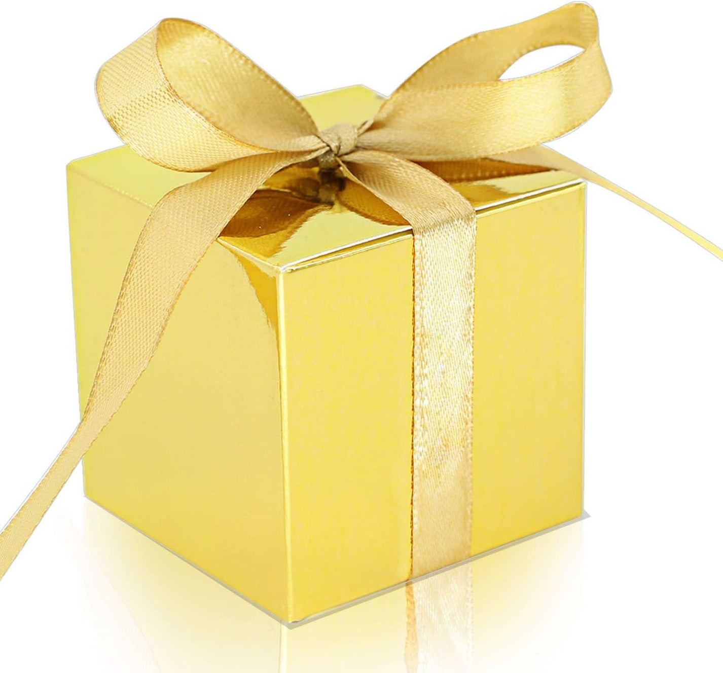 100 Pack Favor Boxes 2x2x2 inch Candy Boxes Silver Gift Boxes with Rib ...