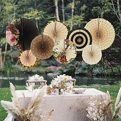Set of 8 Party Hanging Paper Fans Decoration Set for Wedding Birthday ...