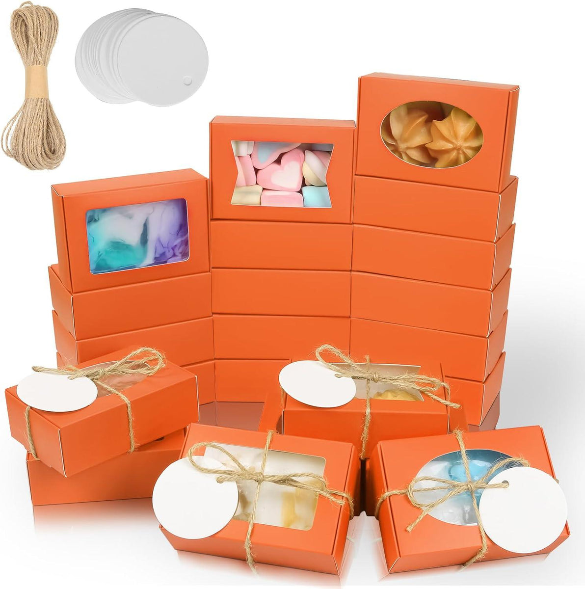 Mini Kraft Boxes with Window Soap Boxes for Homemade Soap Candy Chocol ...