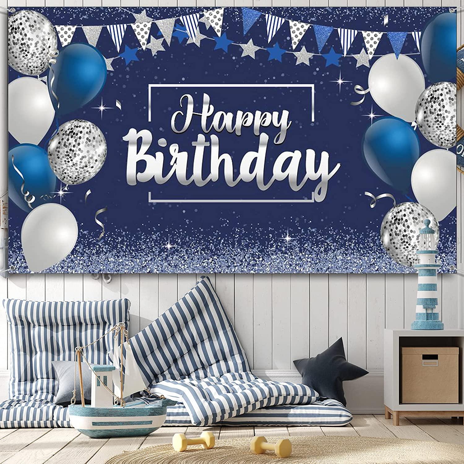 Happy Birthday Decorations Backdrop, Glitter Birthday Backdrop ...