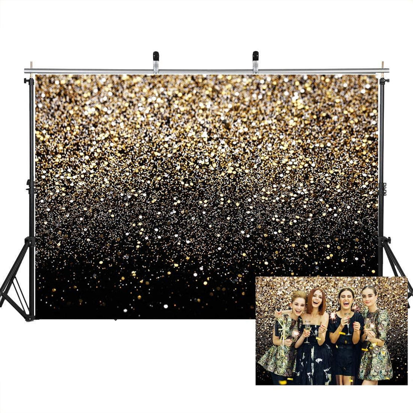 Black and Gold Backdrop Golden Spots Backdrop Vinyl Photography Backdr ...