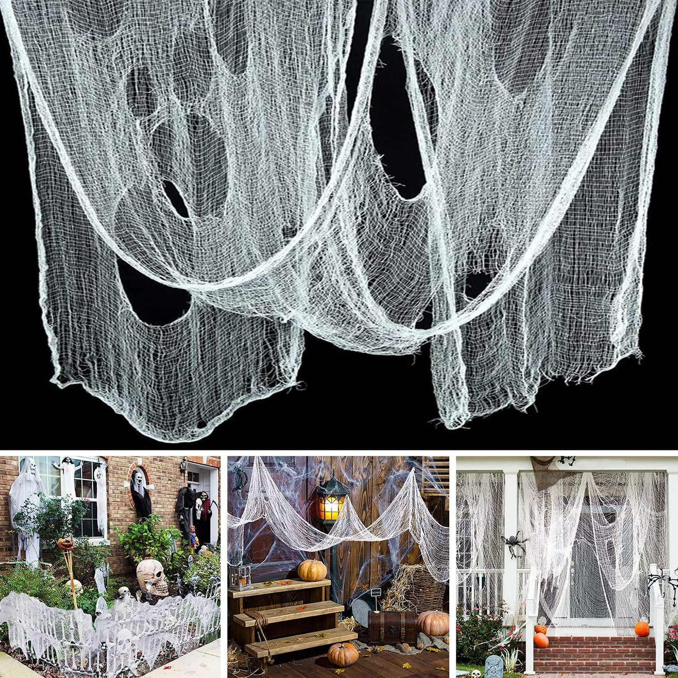 Halloween Creepy Cloth 80 x 200 in, Scary Gauze Doorways Spooky Giant ...