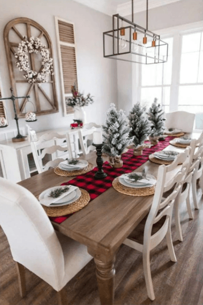 2pcs Christmas Table Runner Burlap & Cotton Black Red Plaid Reversible ...