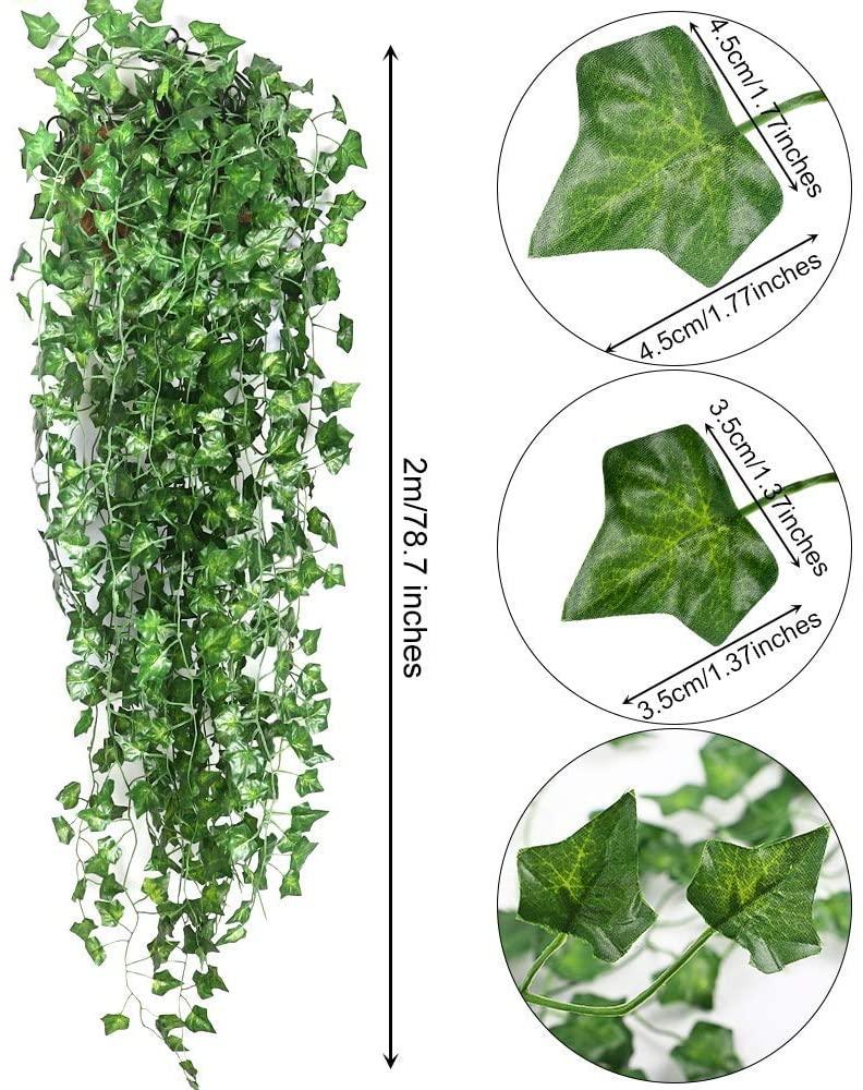 24pcs 158 Feet Fake Ivy Leaves Fake Vines Artificial Ivy, Silk Ivy Gar ...