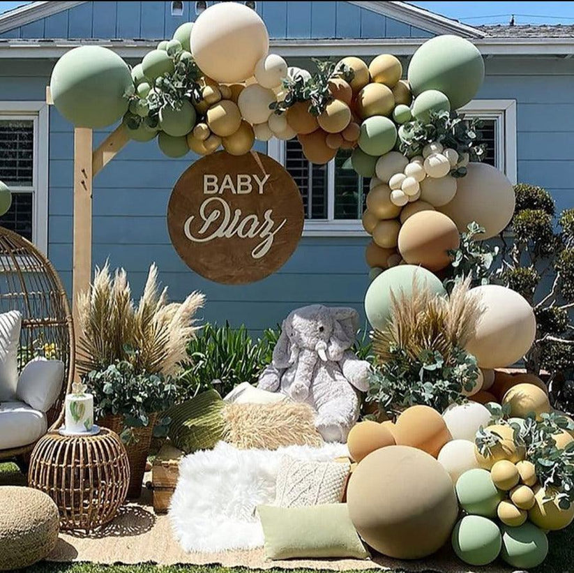 Sage green Balloon Garland Arch Kit 124 Pack DIY With Cocoa Apricot Go ...