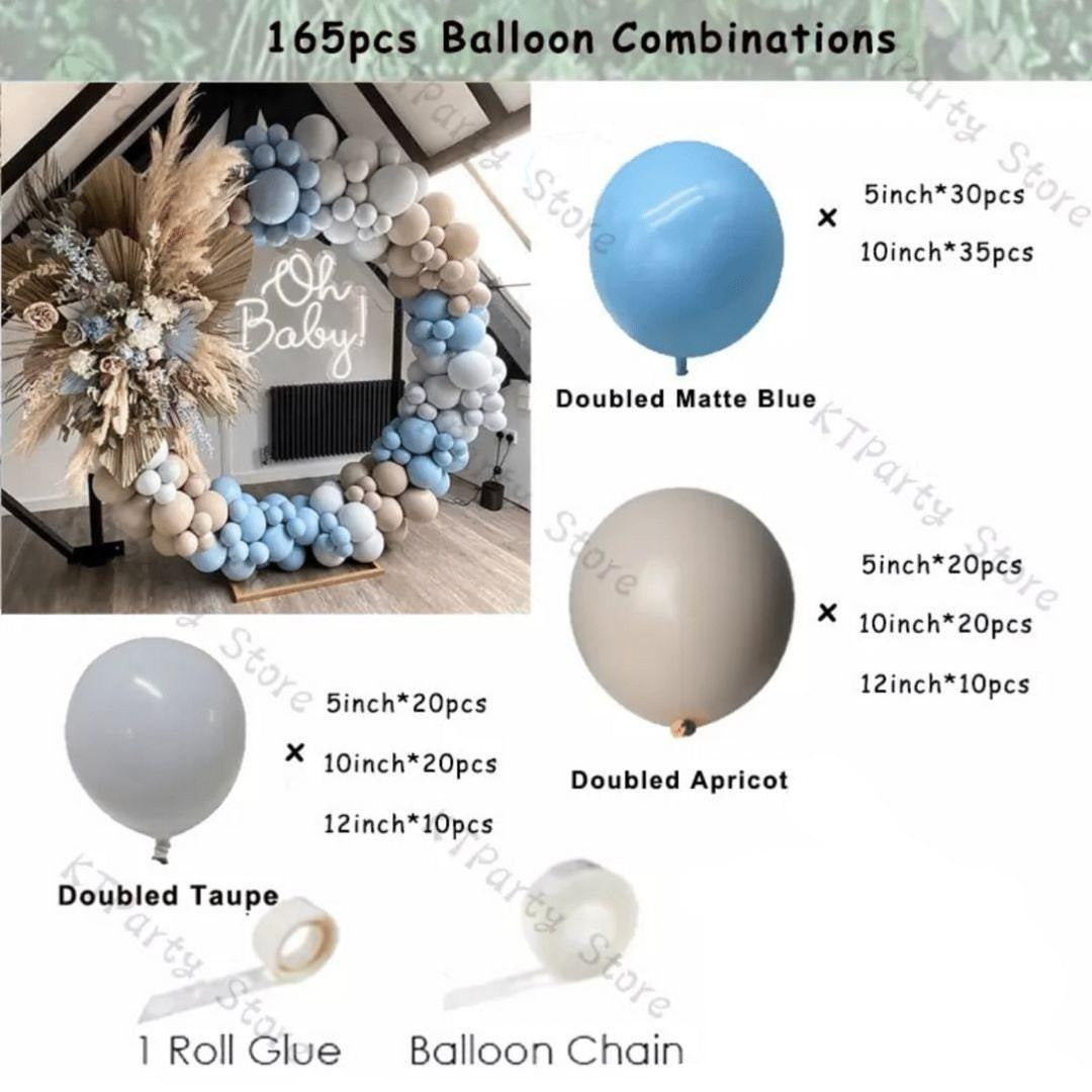 140Pcs Balloon Arch Garland Kit | Macaron Blue Grey Apricot Balloon Ar ...