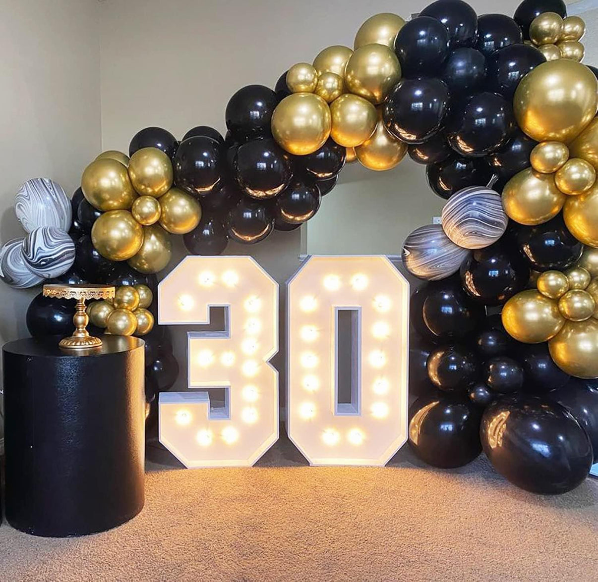 Diy Black Gold Balloon Garland Arch Kit for 30th 40th Birthday Graduat ...
