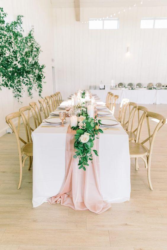 28x120 Inch Pink Sheer Table Runner Overlay Decorative Wrinkle Resista ...