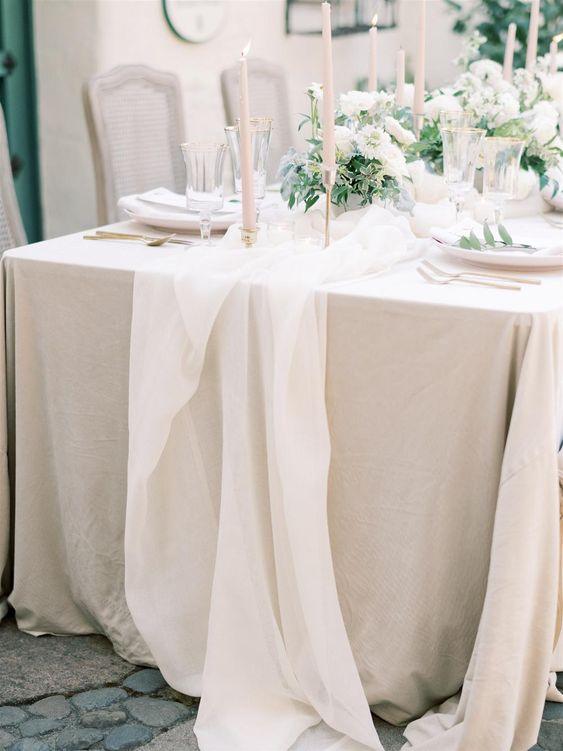 10ft White Chiffon Table Runner 2 Packs 28x120 Inches Romantic Rustic ...